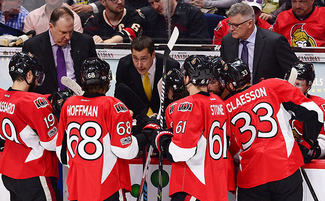 Guy Boucher coaching the Ottawa Senators